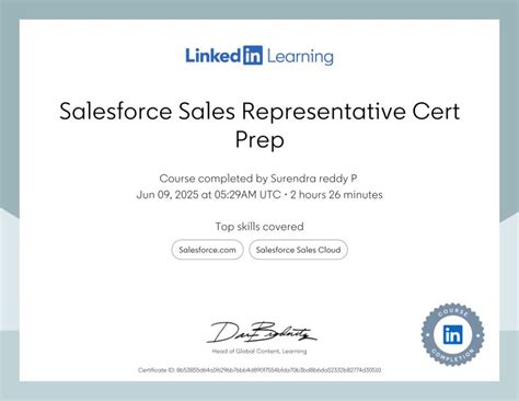 Just Finished The Course “salesforce Sales Representative Cert Prep” By Emily Call And Jeremy