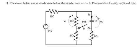 SOLVED 3 The Circuit Below Was At Steady State Before The Switch Closed At T 0 Find And