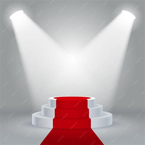 조명이있는 무대 연단 시상식을위한 무대 연단 장면 프리미엄 벡터