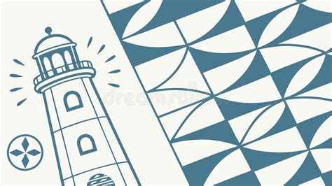 Lighthouse And Waves Nautical Coastal Landscape Vector Design Generative Ai Stock Illustration