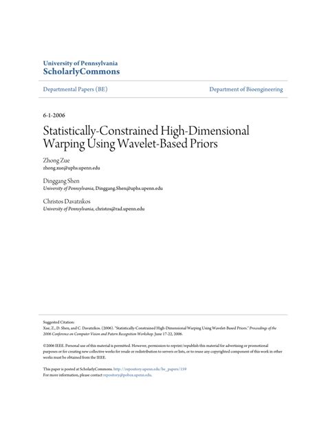 Pdf Statistically Constrained High Dimensional Warping Using Wavelet
