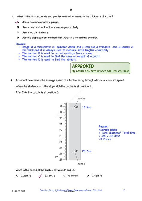 Solution Igcse Solved Question Paper 2 0625 Physics May June 2017
