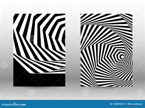 Set Of Abstract Patterns With Distorted Lines Stock Vector