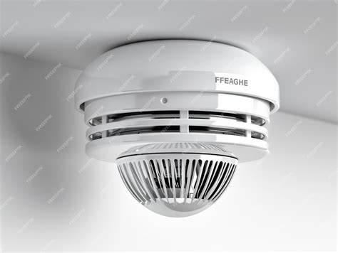 Closeup Of Ceiling Mounted Fire Alarm Device With Smoke Detector And Warning Light Premium Ai