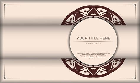 그리스 장식이있는 엽서 인쇄 디자인을위한 템플릿 로고용 고급 장식품이 있는 베이지 색 벡터 배너 그리기에 대한 스톡 벡터 아트