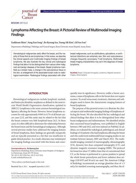 Pdf Lymphoma Affecting The Breast A Pictorial Review Of Multimodal Imaging Findings