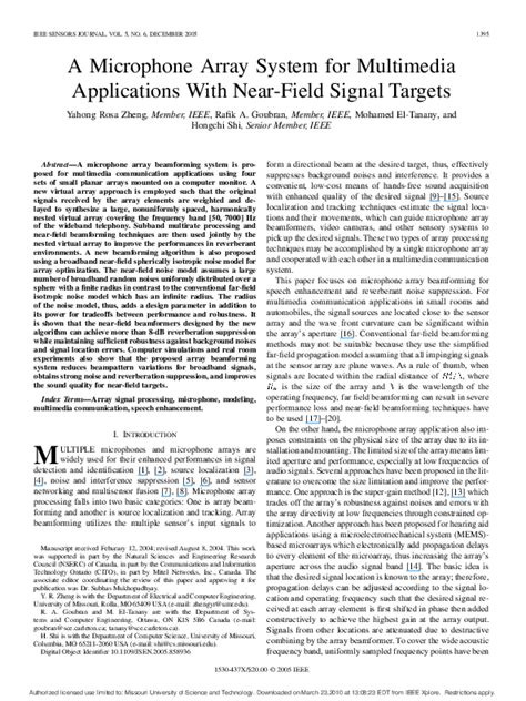 Pdf A Microphone Array System For Multimedia Applications With Near Field Signal Targets
