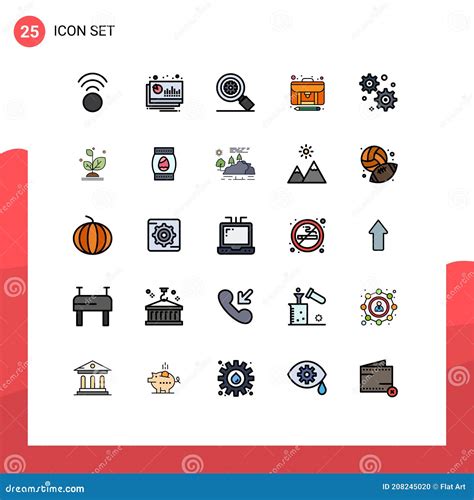 Mobile Interface Filled Line Flat Color Set Of 25 Pictograms Of Business Case Research