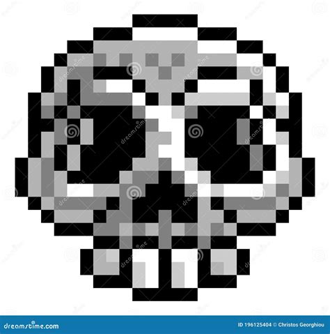 Skull Pixel Art Seamless Pattern Head Of Skeleton Pixelated Background Retro 8 Bit Texture