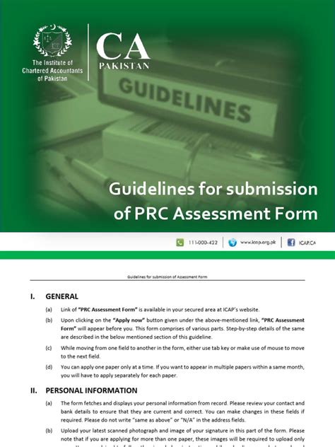Guidelines Submission Prc Assessment Form Pdf