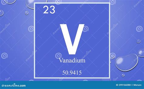 Vanadium Chemical Symbol Periodic Element Mendeleev Table Light Blue