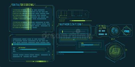 Data Decoding Program Screen With Authorization Window Stock Vector