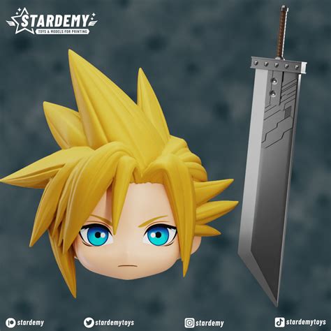Stl File Custom Hair Nendoroid Chibi Final Fantasy Vii Cloud Stardemy 💇