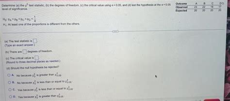 solved determine a the x2 test statistic b the degrees