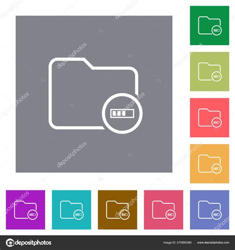 Directory Processing Outline Flat Icons Simple Color Square Backgrounds Stock Vector Image By