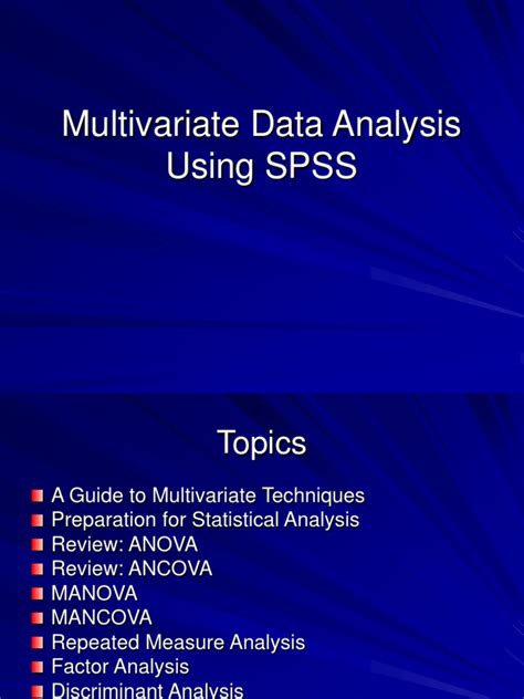 Multivariate Data Analysis Using Spss Pdf Analysis Of Covariance Factor Analysis