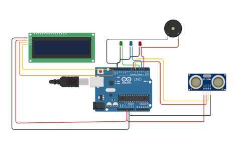 Circuit Design Ultrasonic Water Level Indicator With Lcd Tinkercad