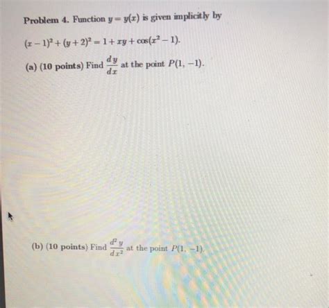 solved problem 4 function y y x is given implicitly by x