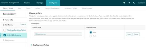 Kiosk Device Policy Citrix Endpoint Management