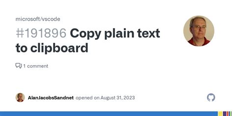Copy Plain Text To Clipboard · Issue 191896 · Microsoftvscode · Github