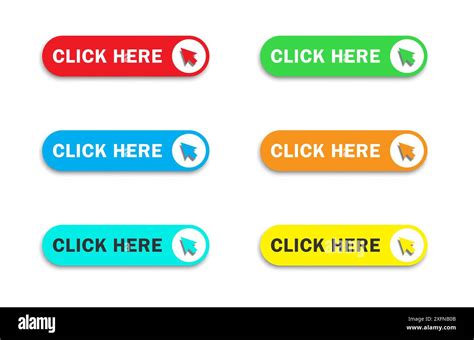 Click Here Button With Arrow Pointer Clicking Icon Web Button Flat