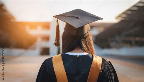 Foto De 학사모를 쓰고 졸업을 하는 대학생의 뒷모습 Do Stock Adobe Stock