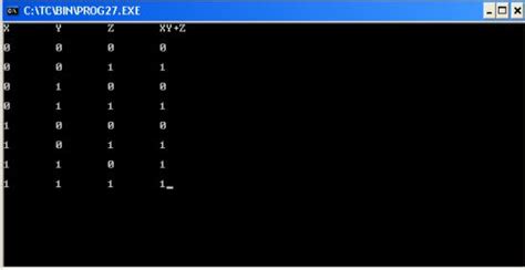 C Program To Print The Truth Table For Xyz