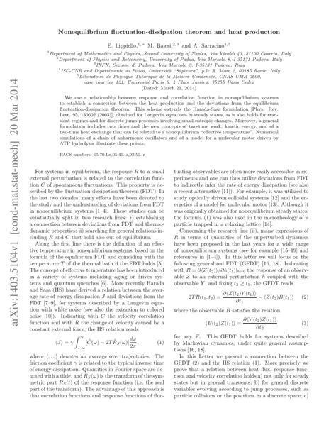 Pdf Nonequilibrium Fluctuation Dissipation Theorem And Heat Production