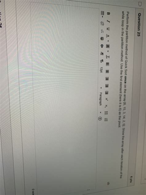 Solved D Question 25 6 Pts Perform The Partition Method Of