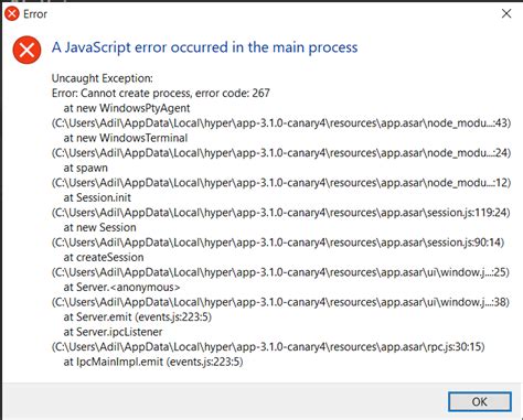 A Javascript Error Occurred In The Main Process · Issue 5209 · Vercelhyper · Github