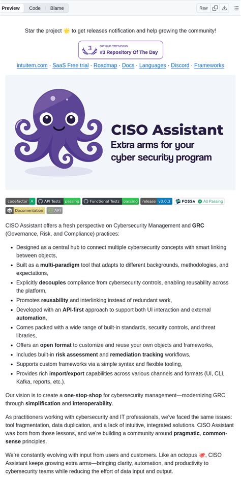 Intuitem Ciso Assistant Community Repository Showcase