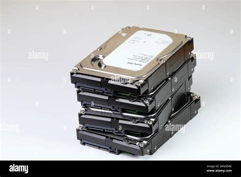 Pile Or Stack Of HDD SSHD Hybrid Hard Disk Drives Standard Profile Show On SATA Interface