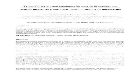 Pdf Types Of Inverters And Topologies For Microgrid · Tipos De