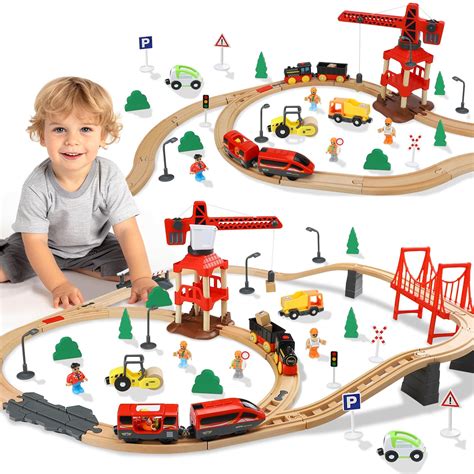 Toy Life Train Set 80pcs Train Toys With Crane And Locomotive