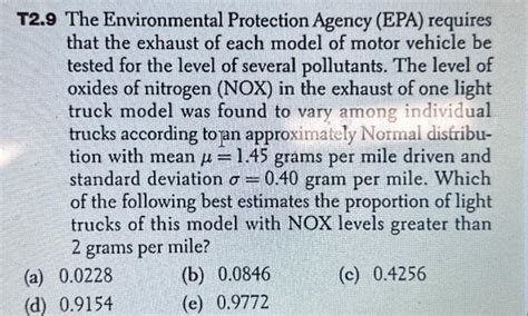 Solved The Environmental Protection Agency EPA Requires Chegg Com