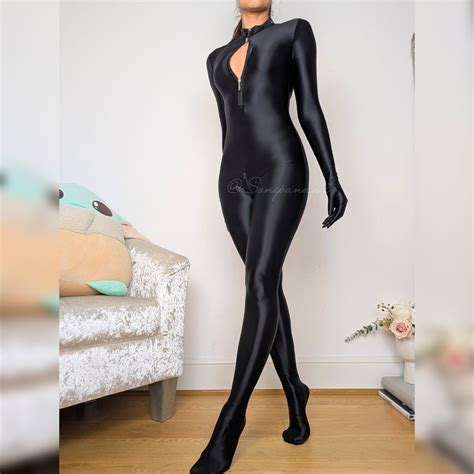 👉🏼hosiery Of The Day Elena Midnight Fully Body Glossy Catsuit It Hugs
