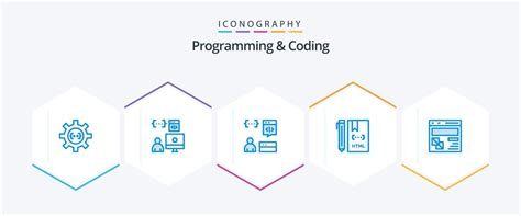 Programación Y Codificación De 25 Paquetes De Iconos Azules Incluido