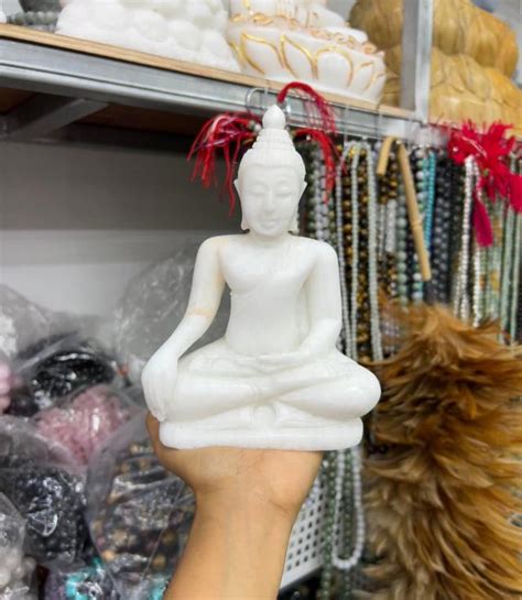 พระพุทธรูปปางมารวิชัย สมาธิ พระแก้วหัวโล้น พระอุปคุต หินขาว เขียว เหลือง อินเดีย หน้าตัก 5 นิ้ว