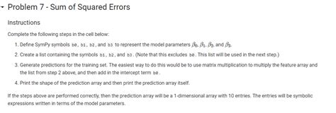 Solved Problem Sum Of Squared Errors Instructions Chegg
