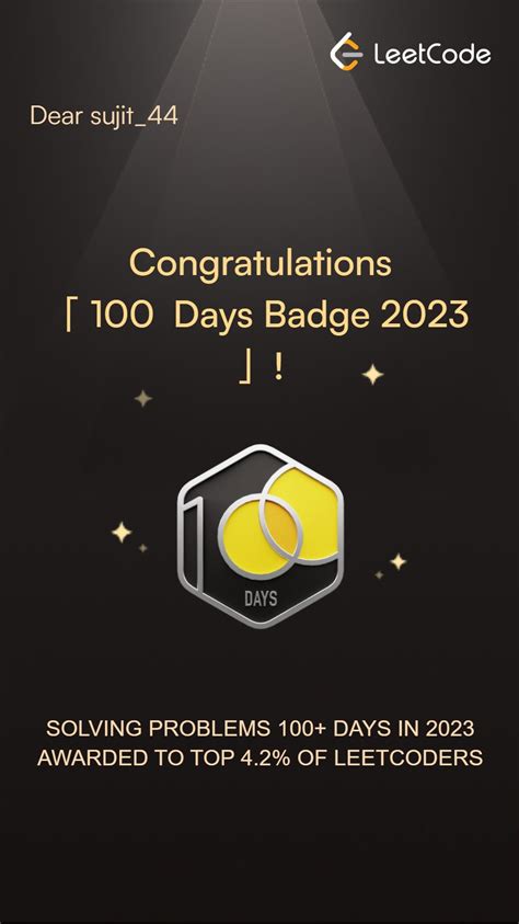 🎉 Completed 100 Day Leetcode Challenge Consistency Is Key 🚀