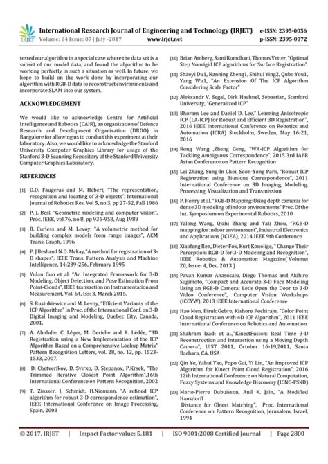 Performance Analysis Of Iterative Closest Point Icp Algorithm Using Modified Hausdorff