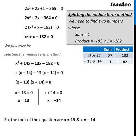 Ex 42 4 Find Two Consecutive Positive Integers Sum Of Squares 365