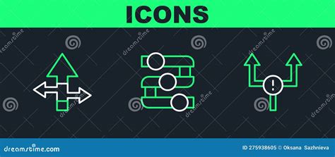 Set Line Arrow And Graph Chart Diagram Icon Vector Stock Illustration Illustration Of