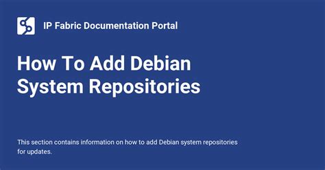 How To Add Debian System Repositories IP Fabric Documentation Portal
