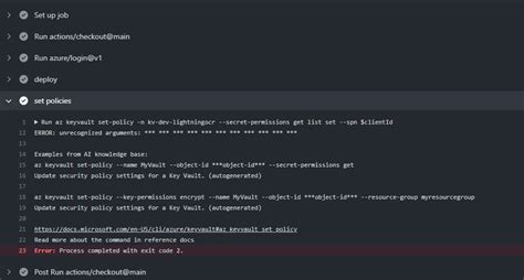 Azure Arm Templates In Github Actions Keyvault Policies Stack Overflow
