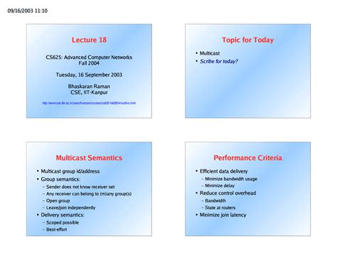 multicast semantics advanced computer networks lecture 18 slides computer science engineering