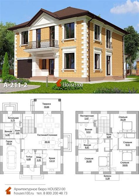 Проект дома A 211 2 2 6 Проект классического двухэтажного дома с гаражом от Houses100