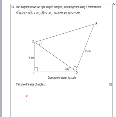 Solved The Diagram Shows Two Right Angled Triangles Joined Together Along A Common Side Spqp