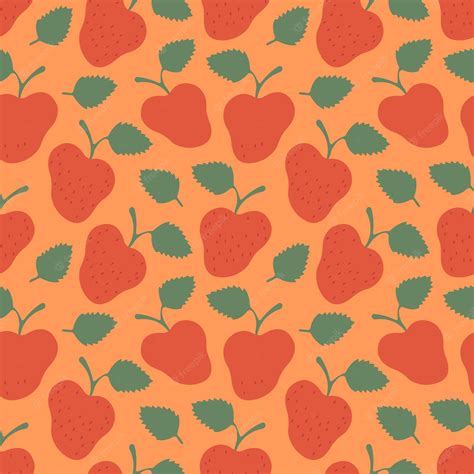 딸기 손으로 그린 원활한 패턴 배경 원활한 패턴 질감 디자인 프리미엄 벡터