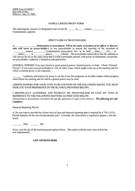 36 Proxy Form Templates Free To Download In Pdf